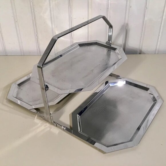 Source Unknown | Dining | Midcentury Chrome Folding Bi Level Tray ...